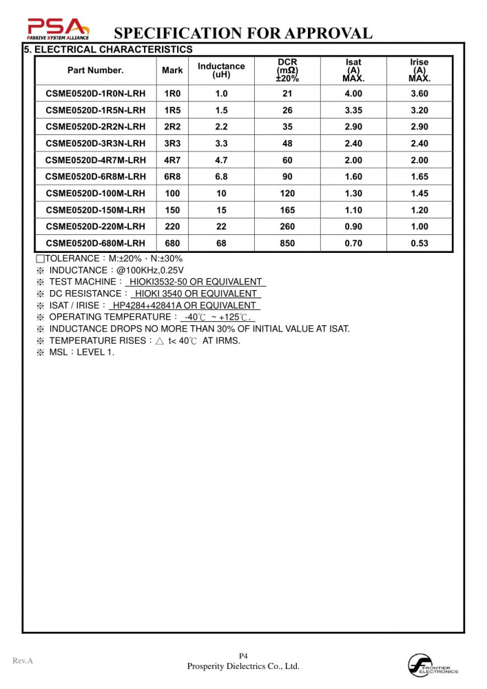 PSA CSME0520D specification page 5