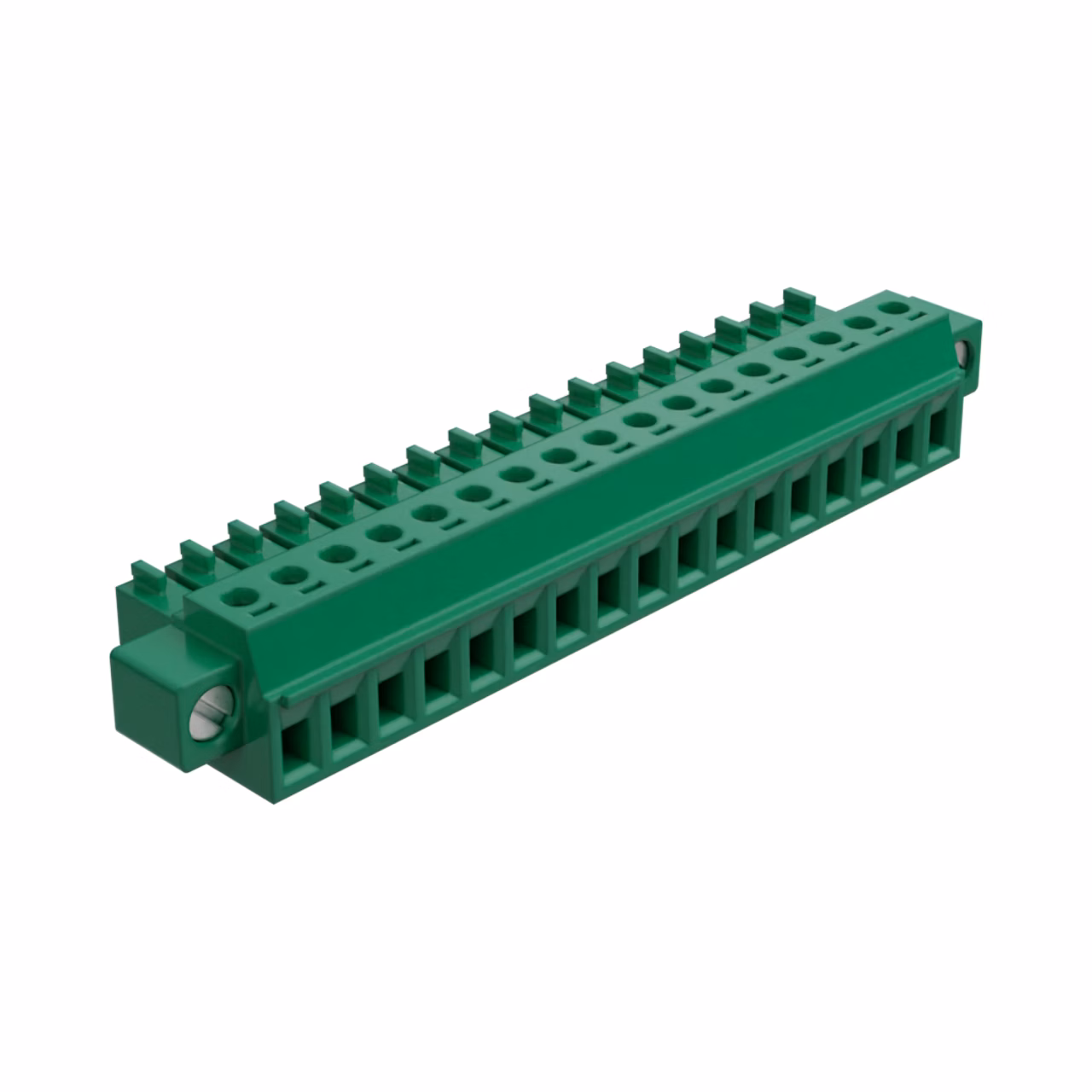 3.81mm Pitch Eurostyle Horizontal Plug, with Retention Screws and Standard Imprinting, Green Housing, 17 Circuits for sale