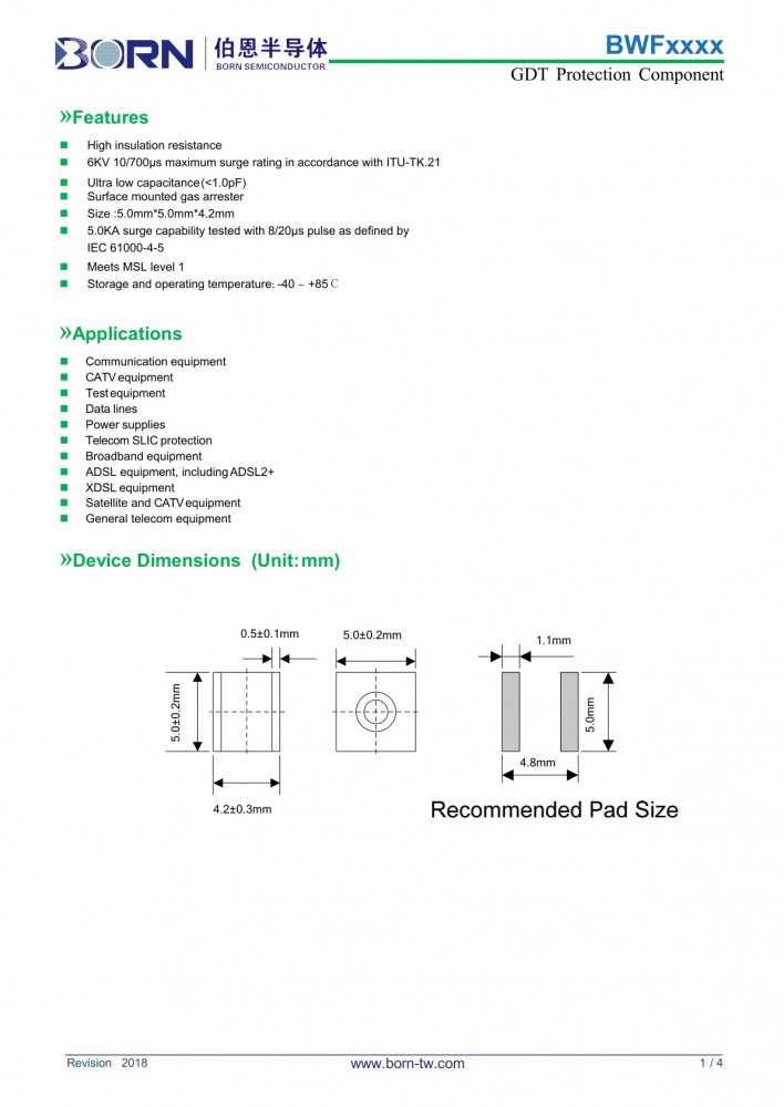 BWF601N datasheet page 1