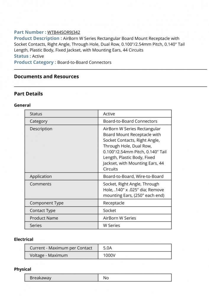 WTB44SOR9J342 technical document page 1