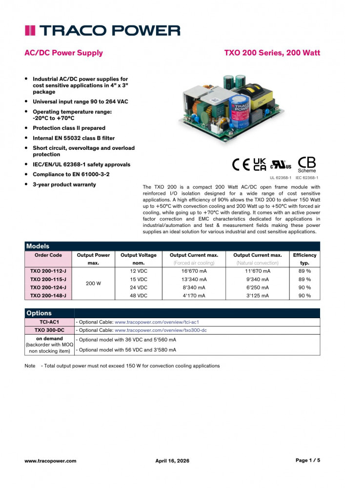 TXO 200 technical document page 1