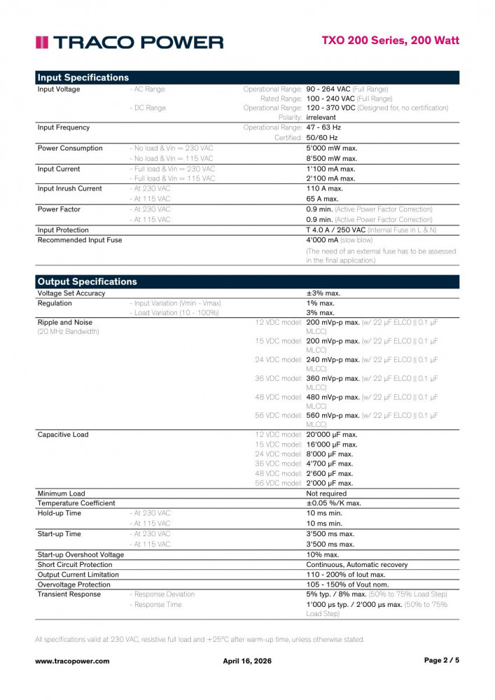 TXO 200 technical document page 2