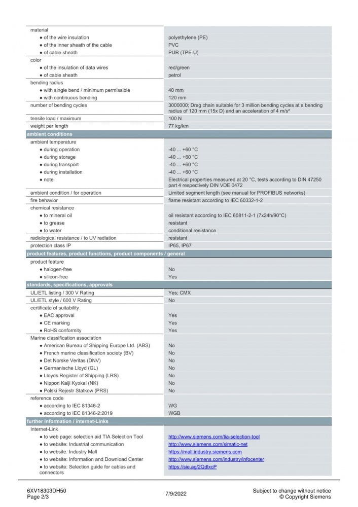 6XV18303DH50 datasheet page 2