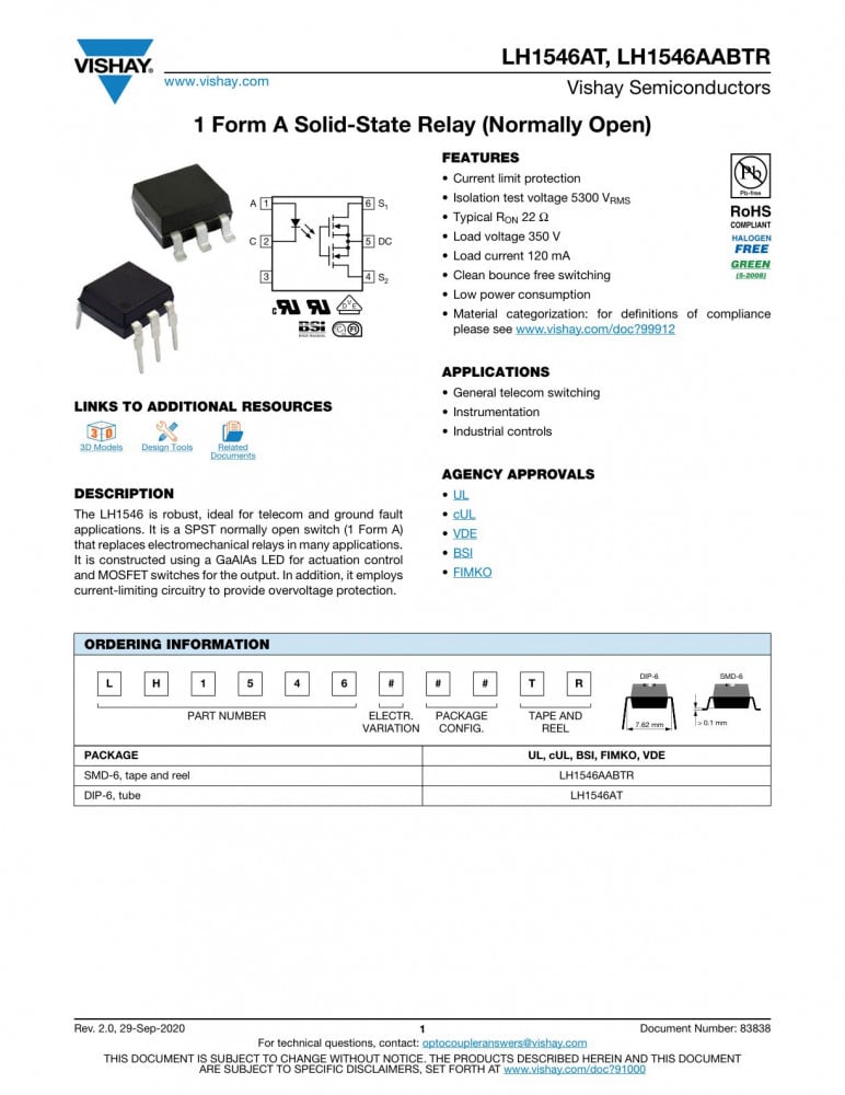LH1546AABTR datasheet page 1