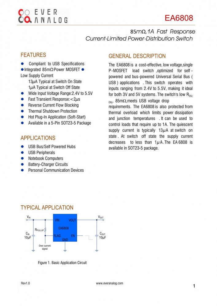 EA6808 datasheet page 1