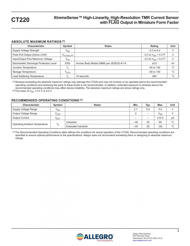 CT220 datasheet page 3
