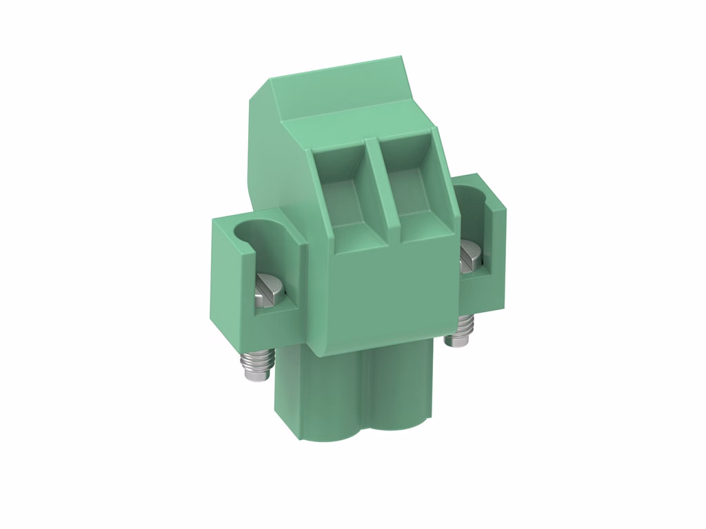 3.50mm Pitch Eurostyle Vertical Plug, with Retention Screws, Rear Wire Entry, Green Housing, 2 Circuits