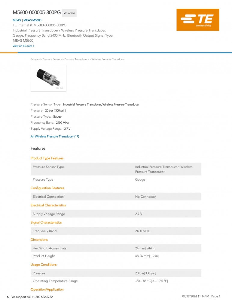 M5600-000005-300PG technical document page 1