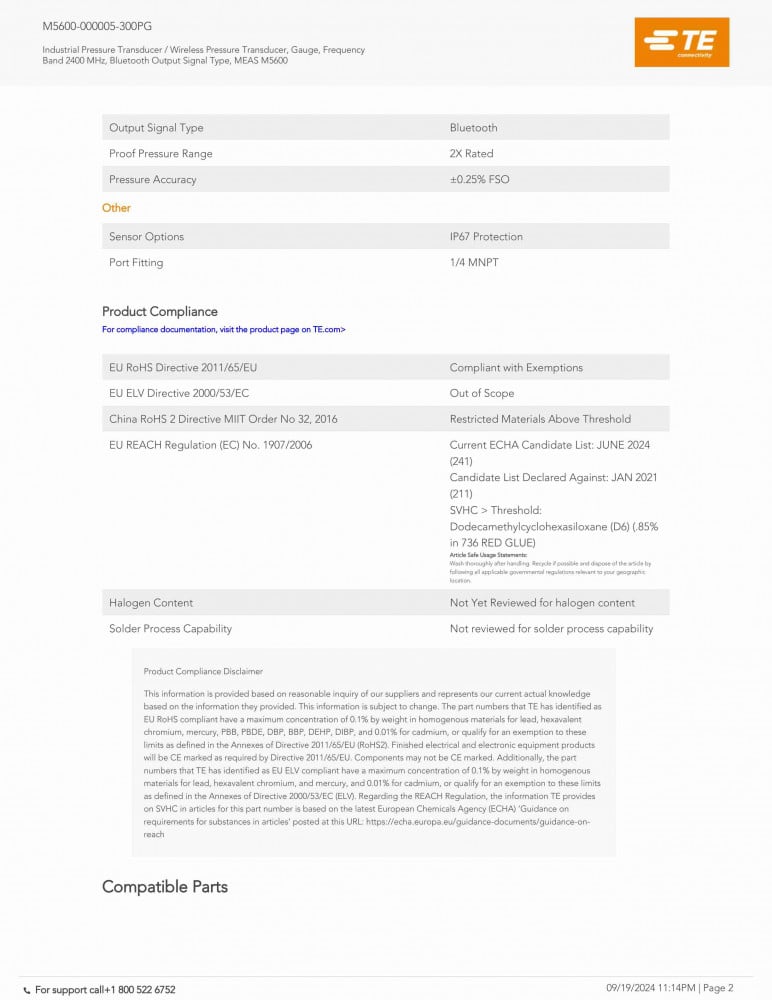 M5600-000005-300PG technical document page 2