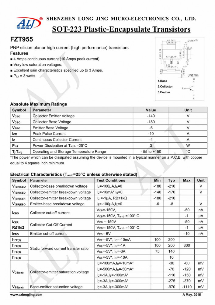 ALJ FZT955 datasheet page 1