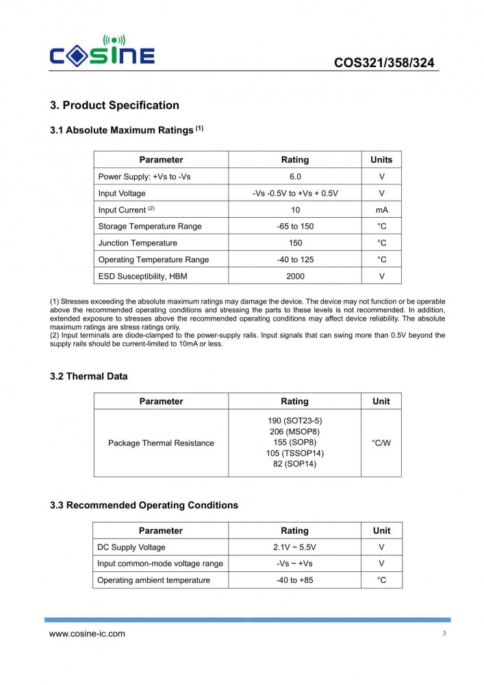 COS324TR datasheet page 3