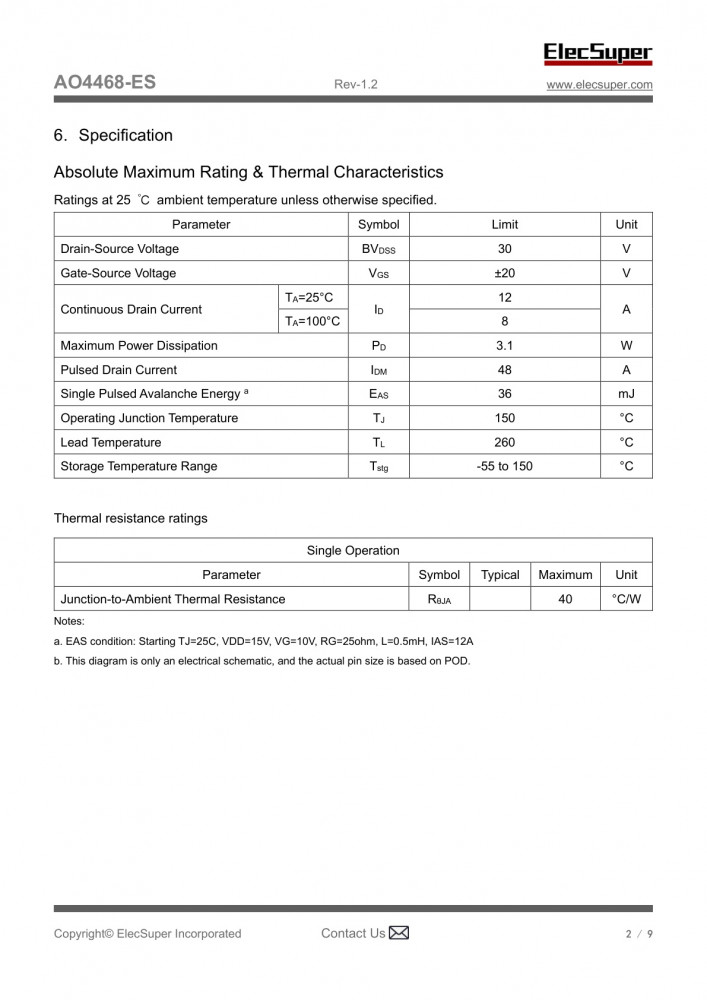 AO4468-ES datasheet page 2