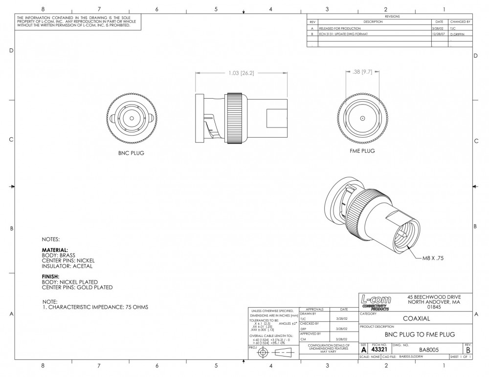 BA8005 L-com technical drawing preview