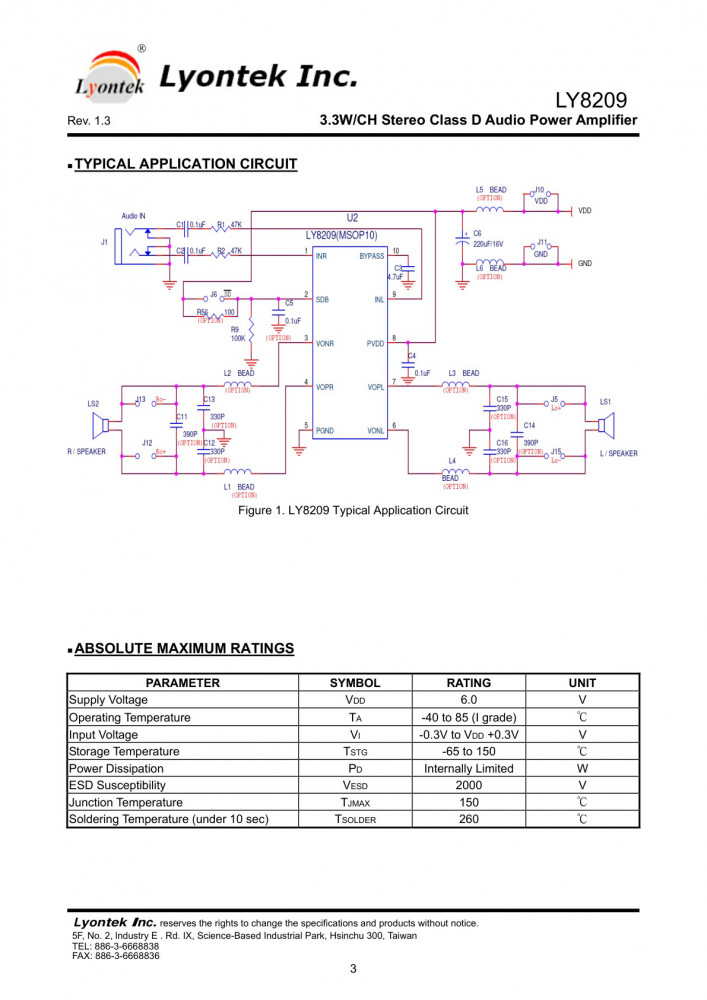 LY8209UT datasheet page 3