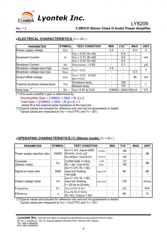LY8209UT datasheet page 4