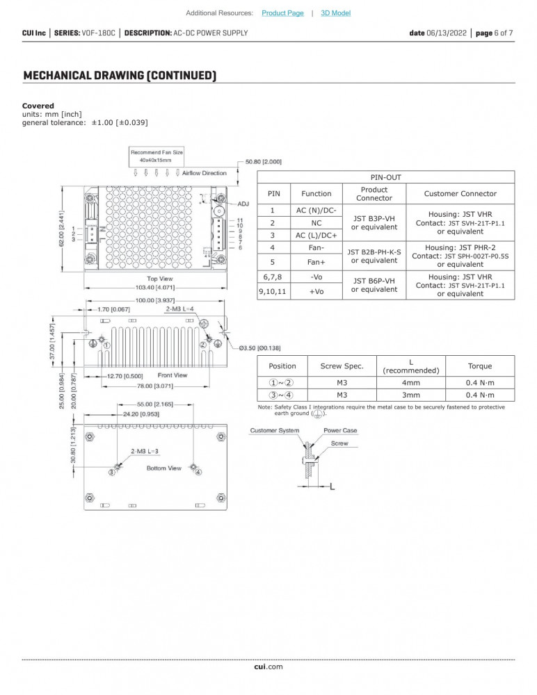 VOF-180C series datasheet page 6