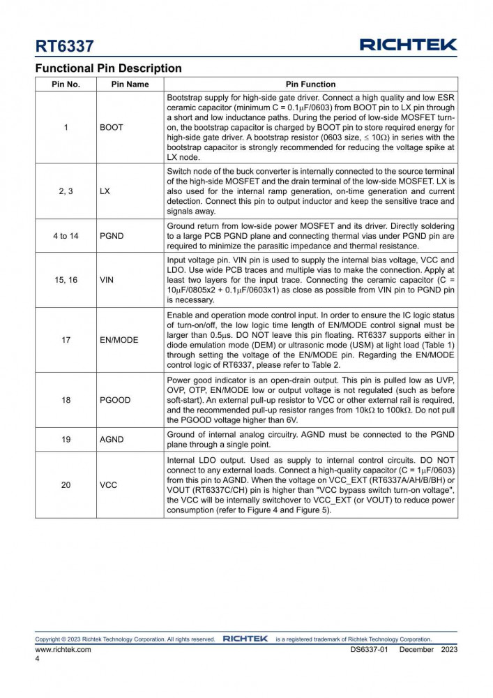RT6337 datasheet page 4