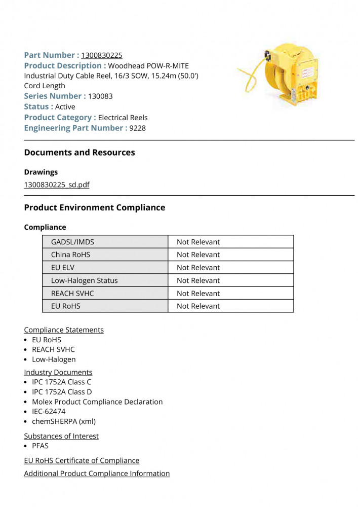 MOLEX 130083-0225 product drawing page 1
