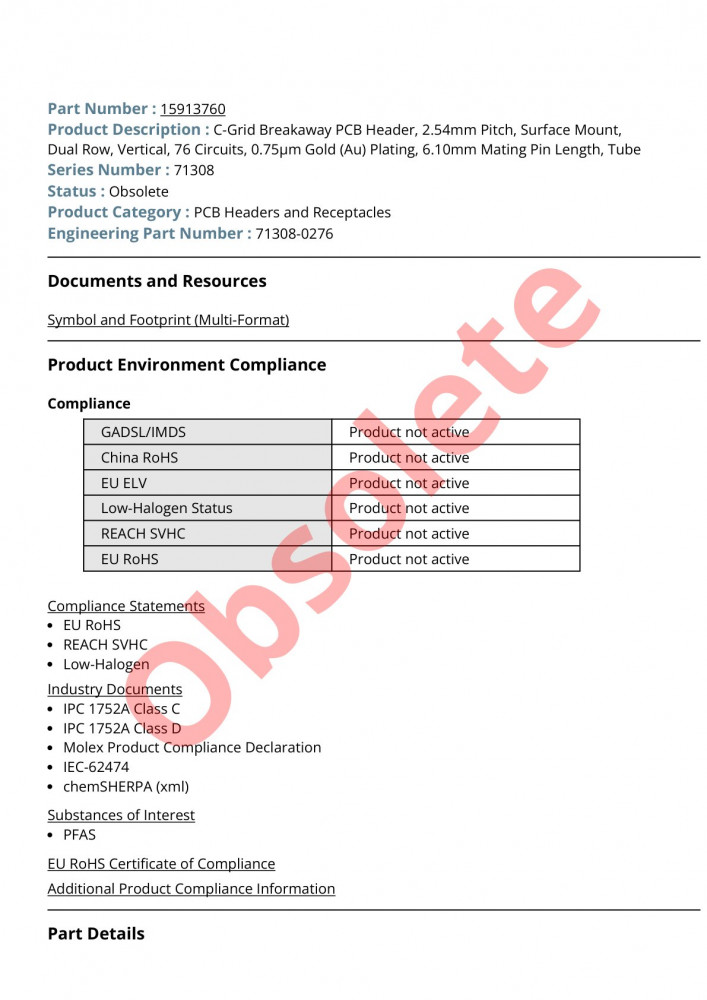 MOLEX 15913760 technical document page 1