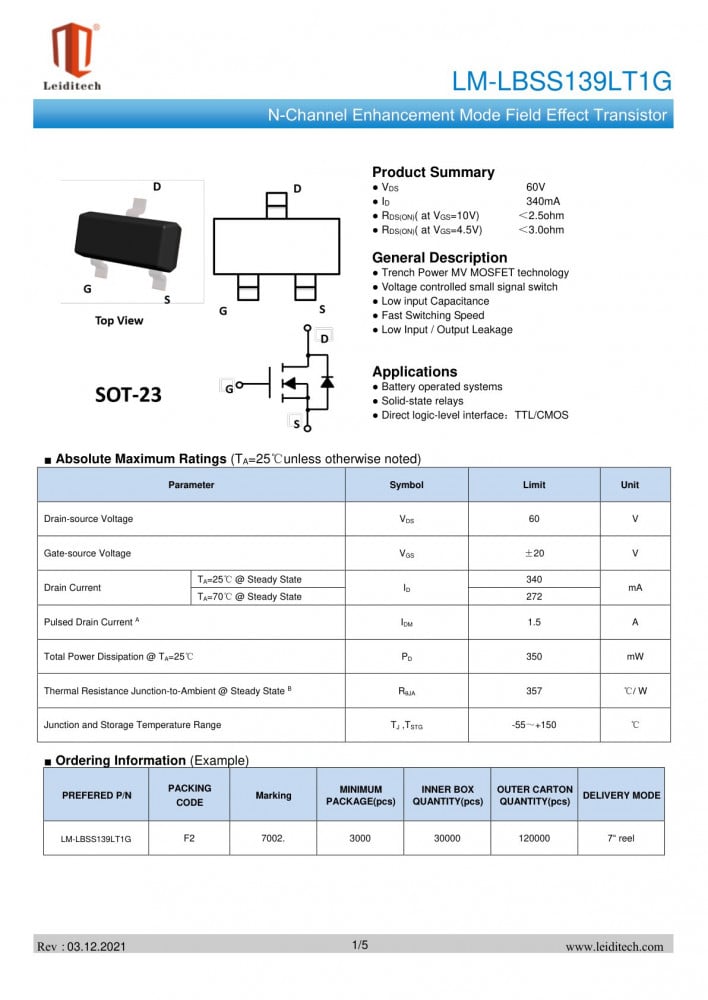 LM-LBSS139LT1G datasheet page 1