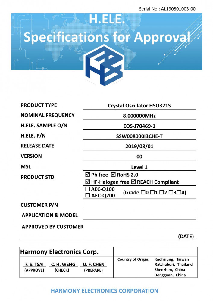 SSW008000I3CHE-T datasheet page 1