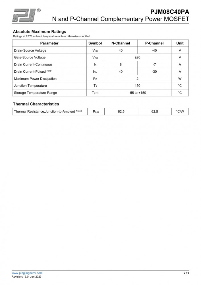 PJM08C40PA datasheet page 2