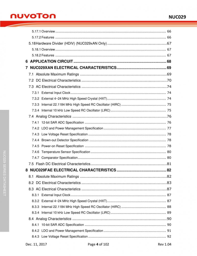 NUC029TAN datasheet page 4