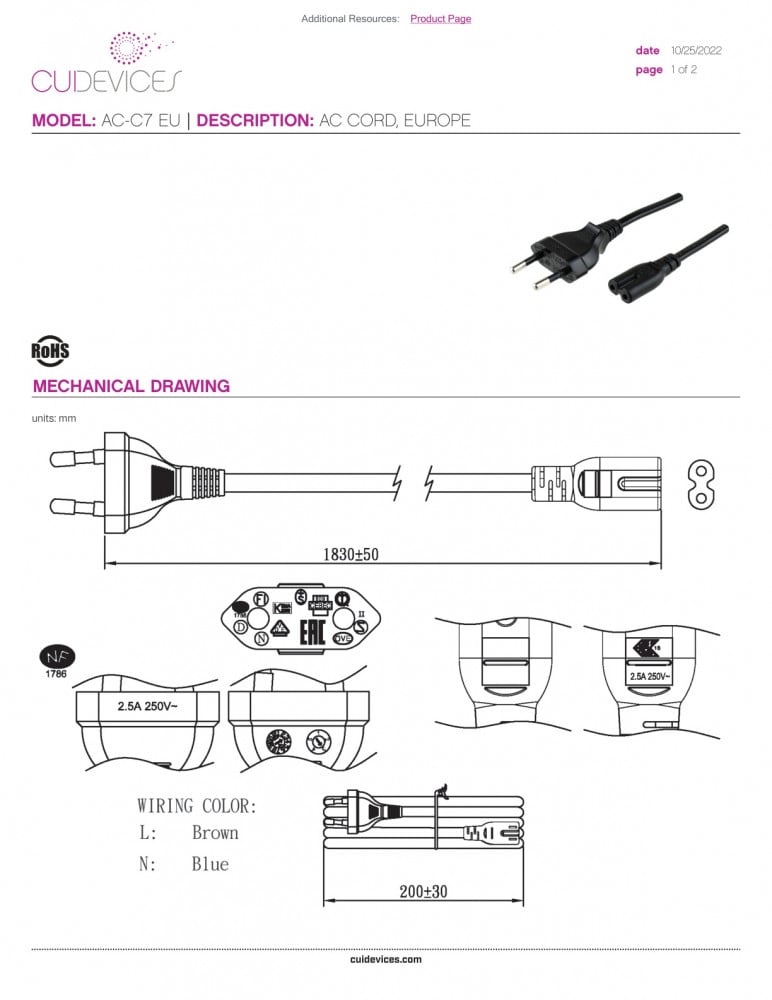 CUI AC-C7 EU technical document page 1