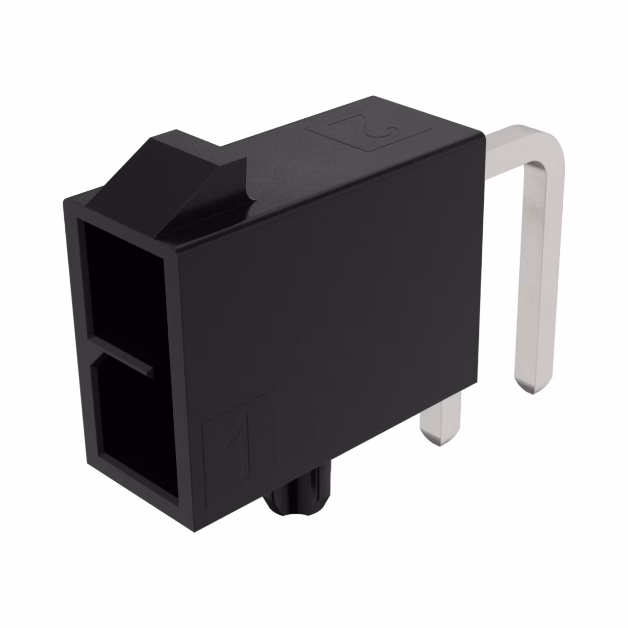 Mini-Fit Max Right-Angle Header, Dual Row, Through Hole, 2 Circuits, Matte Tin (Sn) Plating, Black, Glow-Wire Capable, Tray for sale