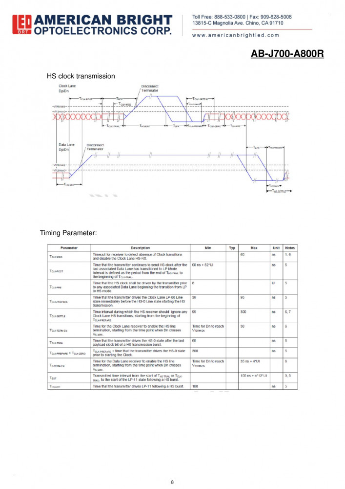 AB-J700-A800R specification document page 8