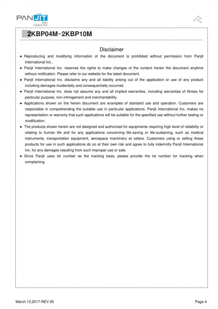 PANJIT 2KBP series datasheet page 4