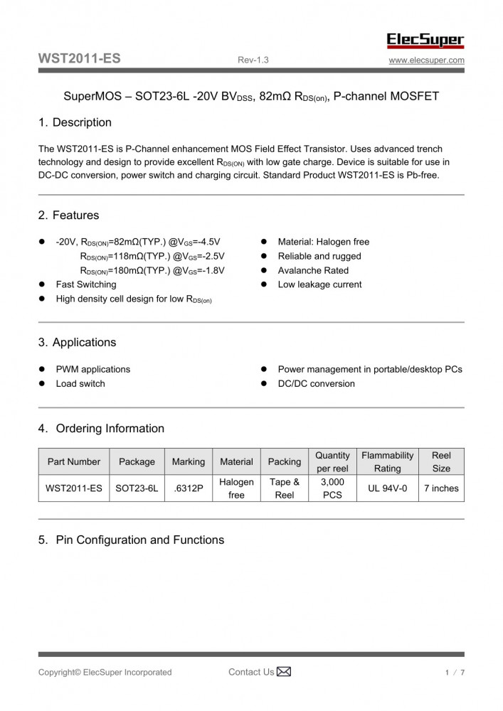 WST2011-ES datasheet page 1