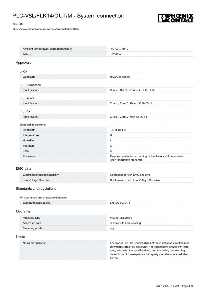 Phoenix Contact 2304306 documentation page 4