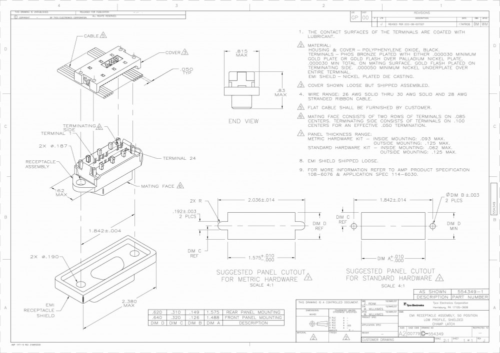 TE Connectivity 554349-1 controlled drawing preview