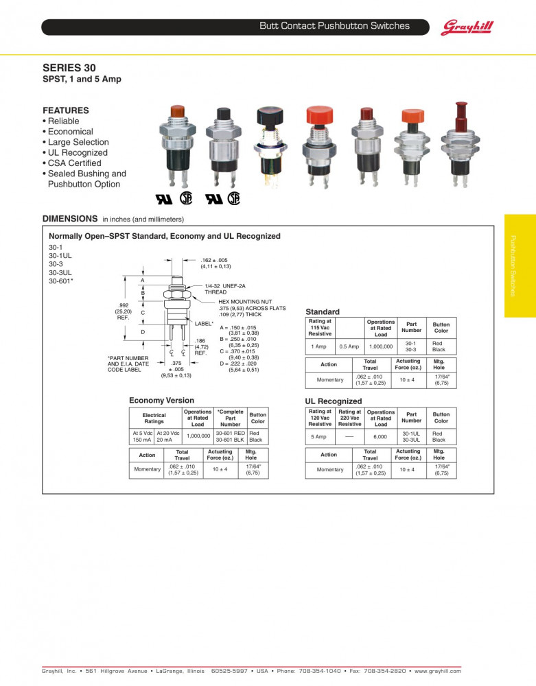 Grayhill Series 30 datasheet page 1