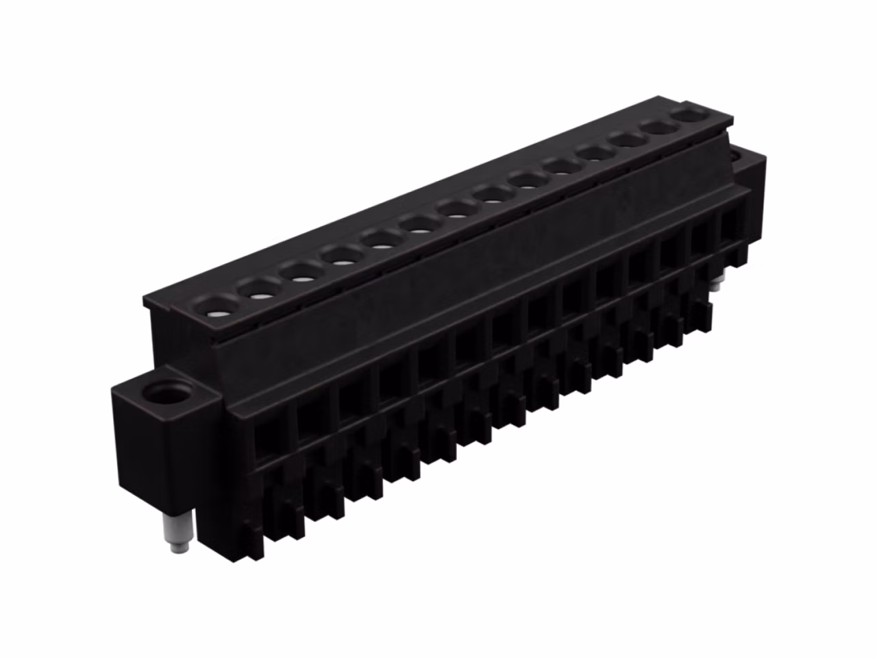 3.81mm Pitch Eurostyle Vertical Plug, with Retention Screws and Reverse Imprinting, Front Wire Entry, Gold (Au) Plated, Black, 14 Circuits for sale