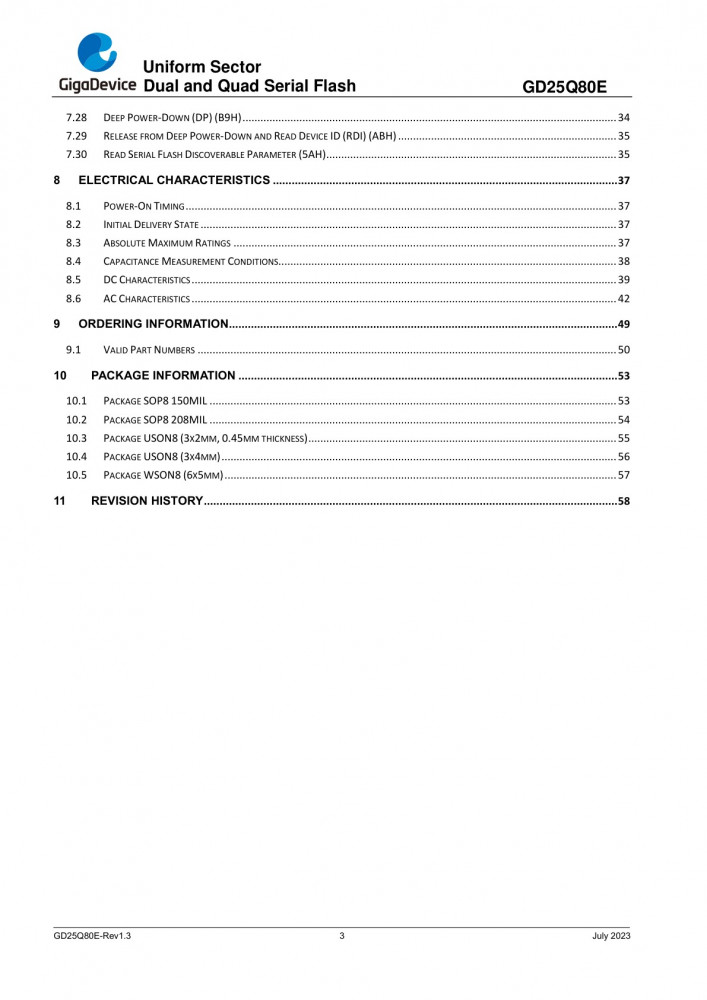 GD25Q80E datasheet page 3