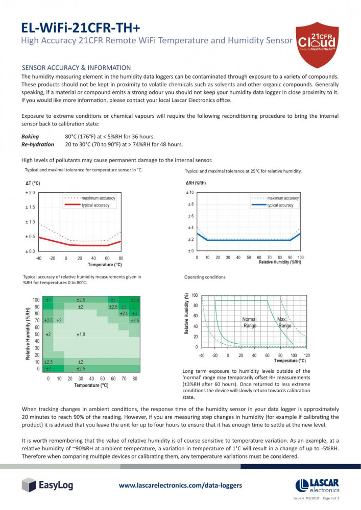 EL-WiFi-21CFR temperature and humidity logger documentation, page 3
