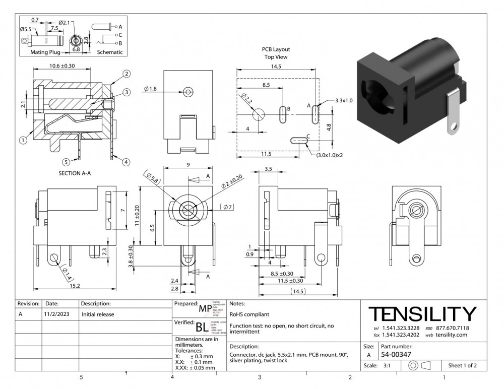 Tensility 54-00347 technical document page 1