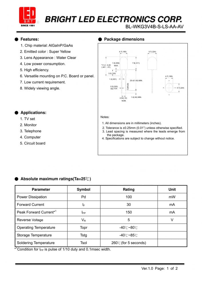 BL-WKG3V4B-S-LS-AA-AV datasheet page 1