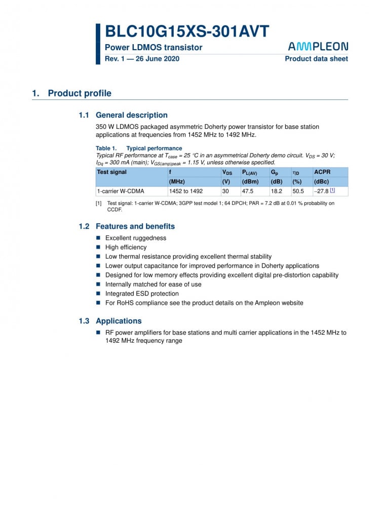 BLC10G15XS-301AVTY datasheet page 1