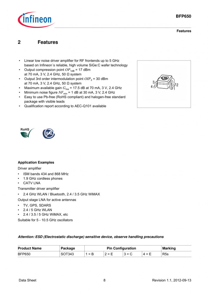 BFP650 datasheet page 8