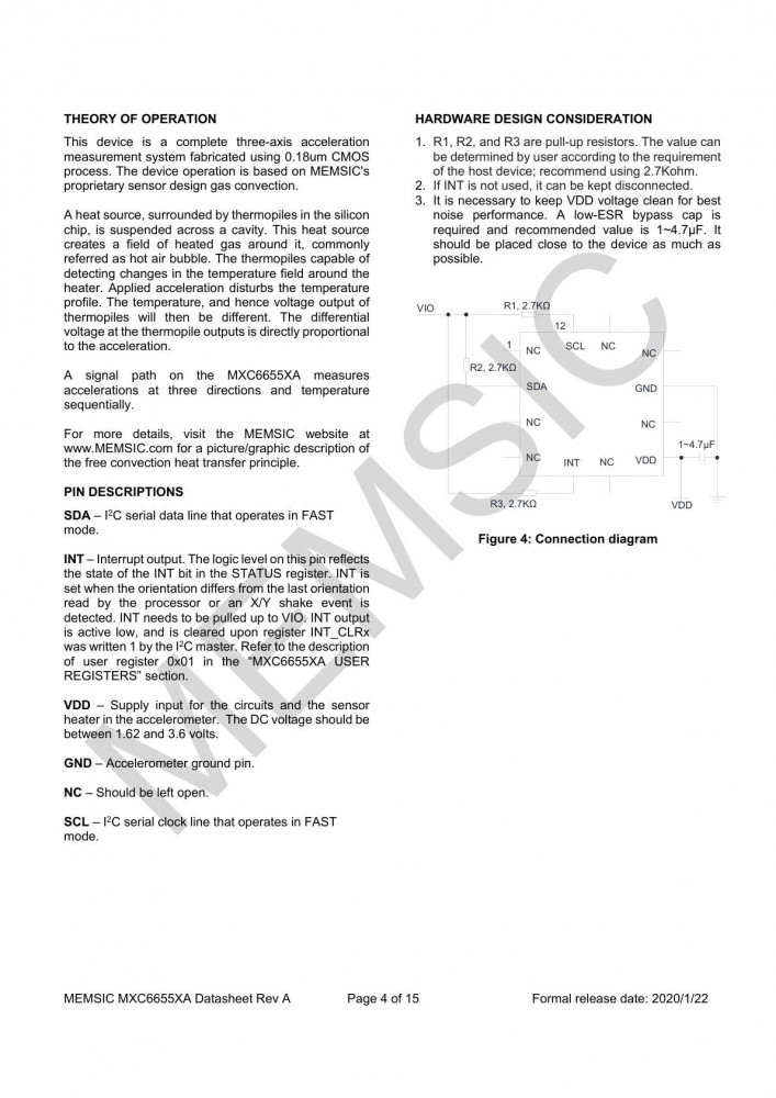 MXC6655XA datasheet page 4