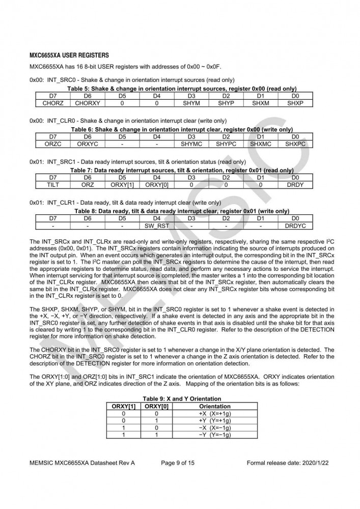 MXC6655XA datasheet page 9