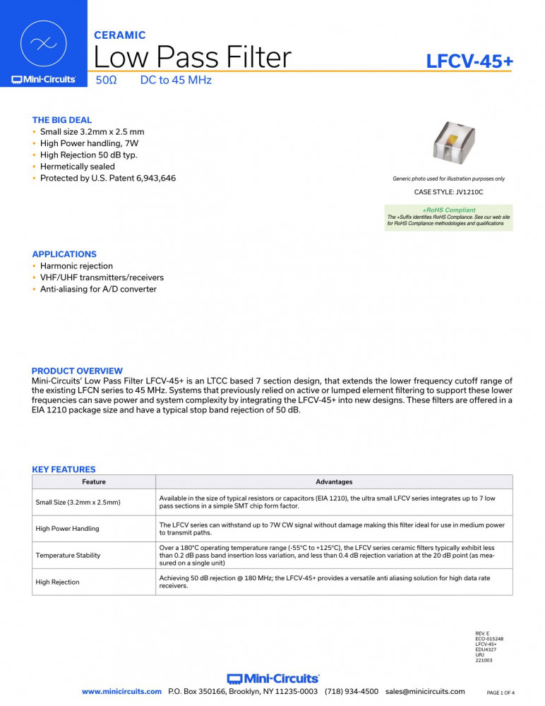 LFCV-45+ datasheet page 1