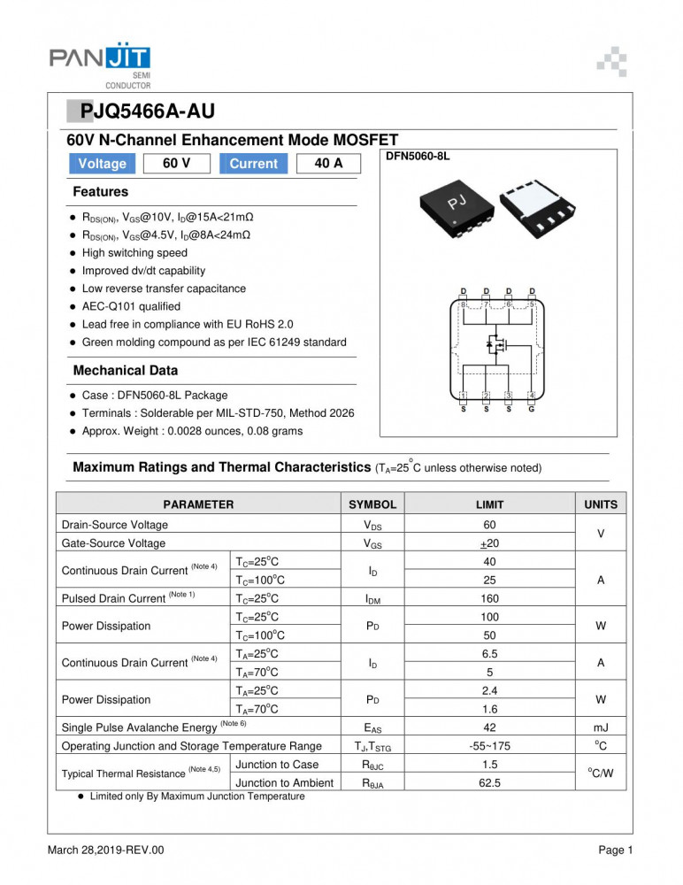 PJQ5466A-AU datasheet page 1