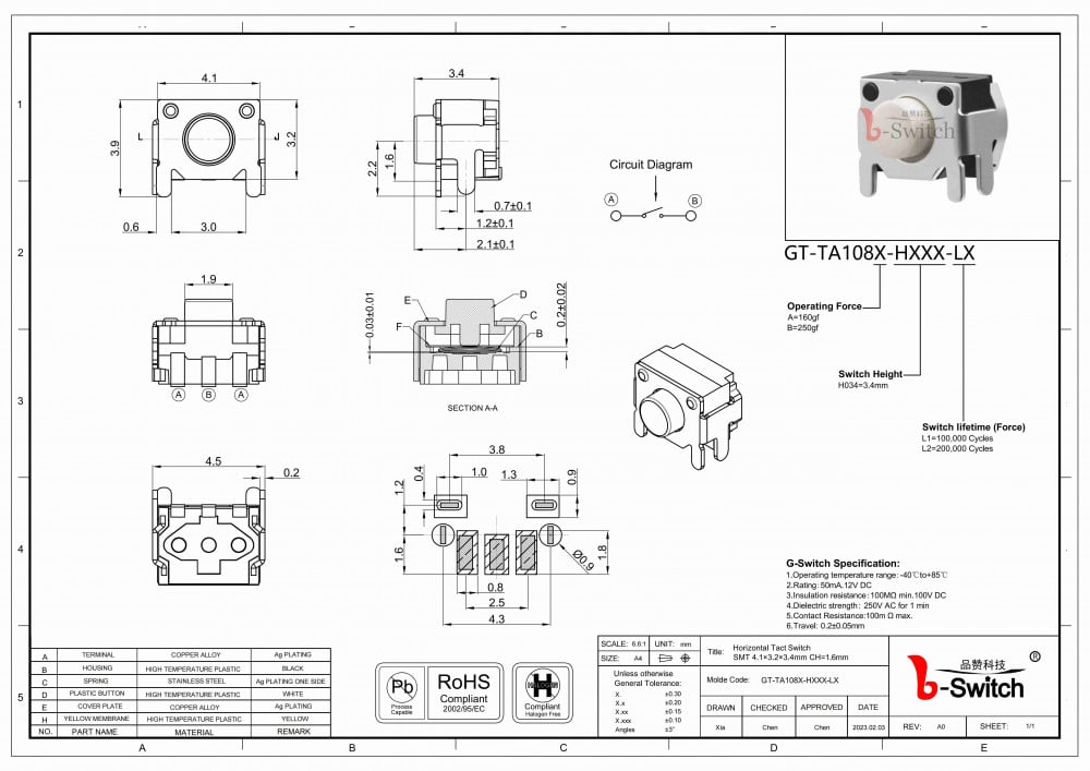 GT-TA108B-H034-L1 technical document page