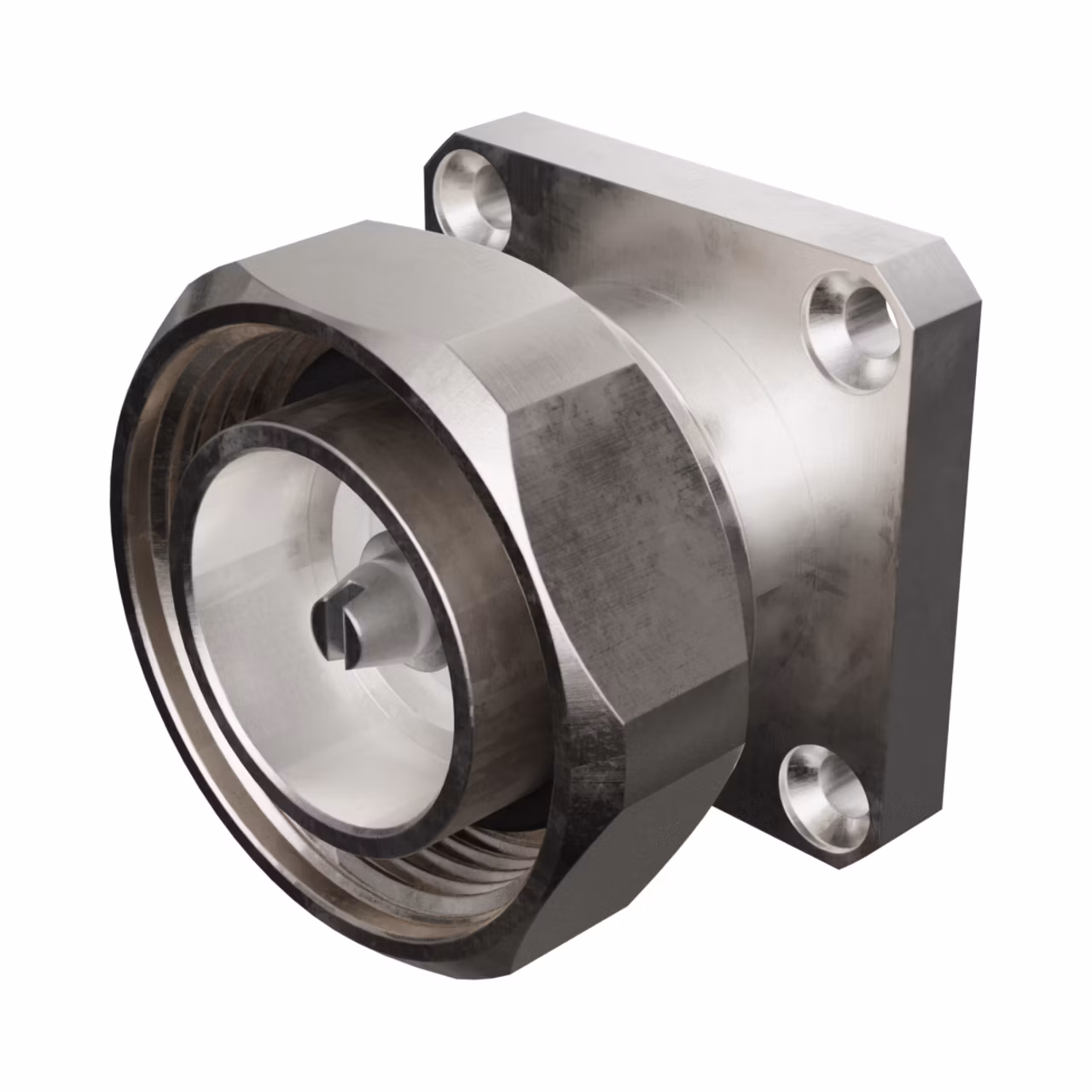 DIN 7/16 Plug, Straight, 4-Hole Flange Mount, IP68, One Piece Per Carton, 50 Ohms for sale