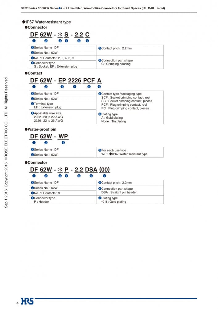 HRS DF62W datasheet page 4