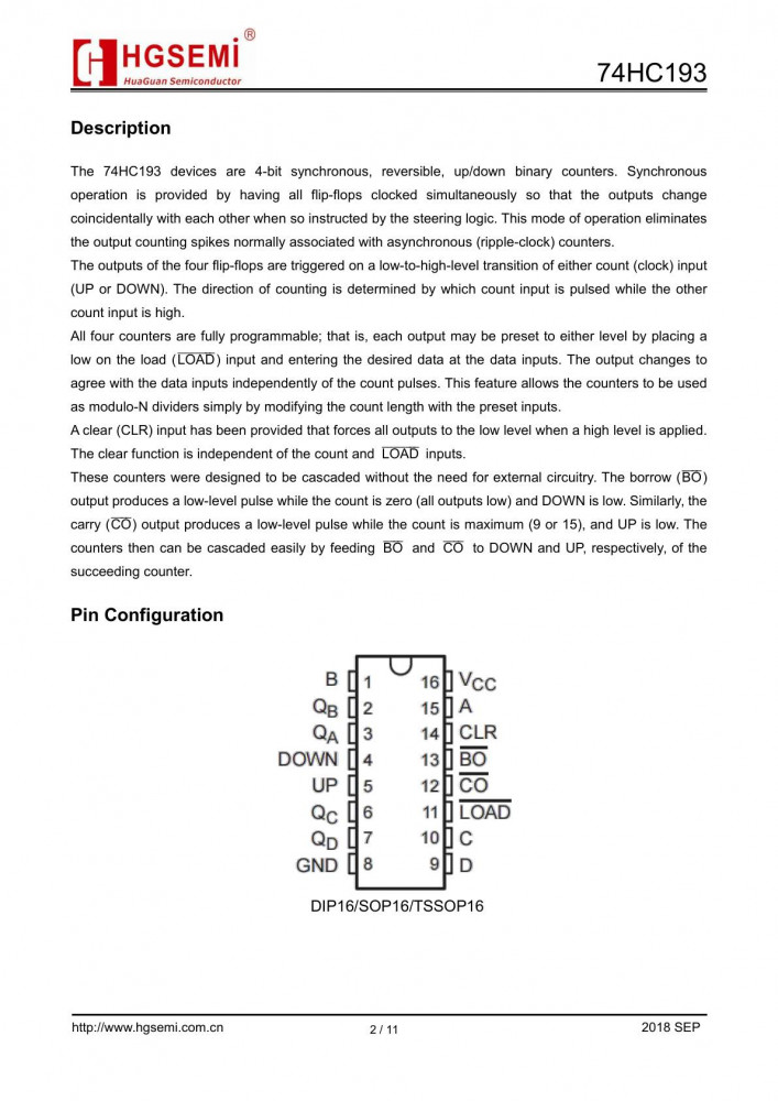 74HC193M/TR datasheet page 2